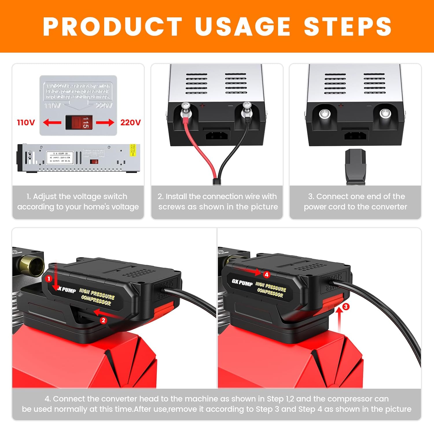 GX PUMP Accessories 220V/110V to 18V Power Supply Converter for L3/ L2 ...