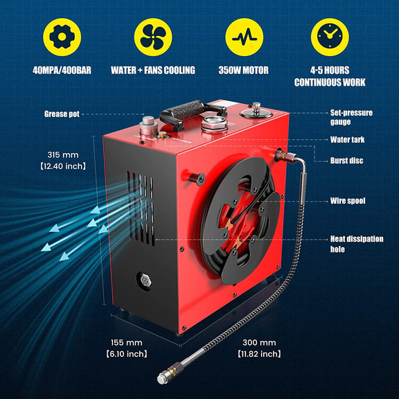 GX PUMP CS4 Portable PCP Air Compressor, Max 5800Psi/40Mpa, 12V Auto S ...